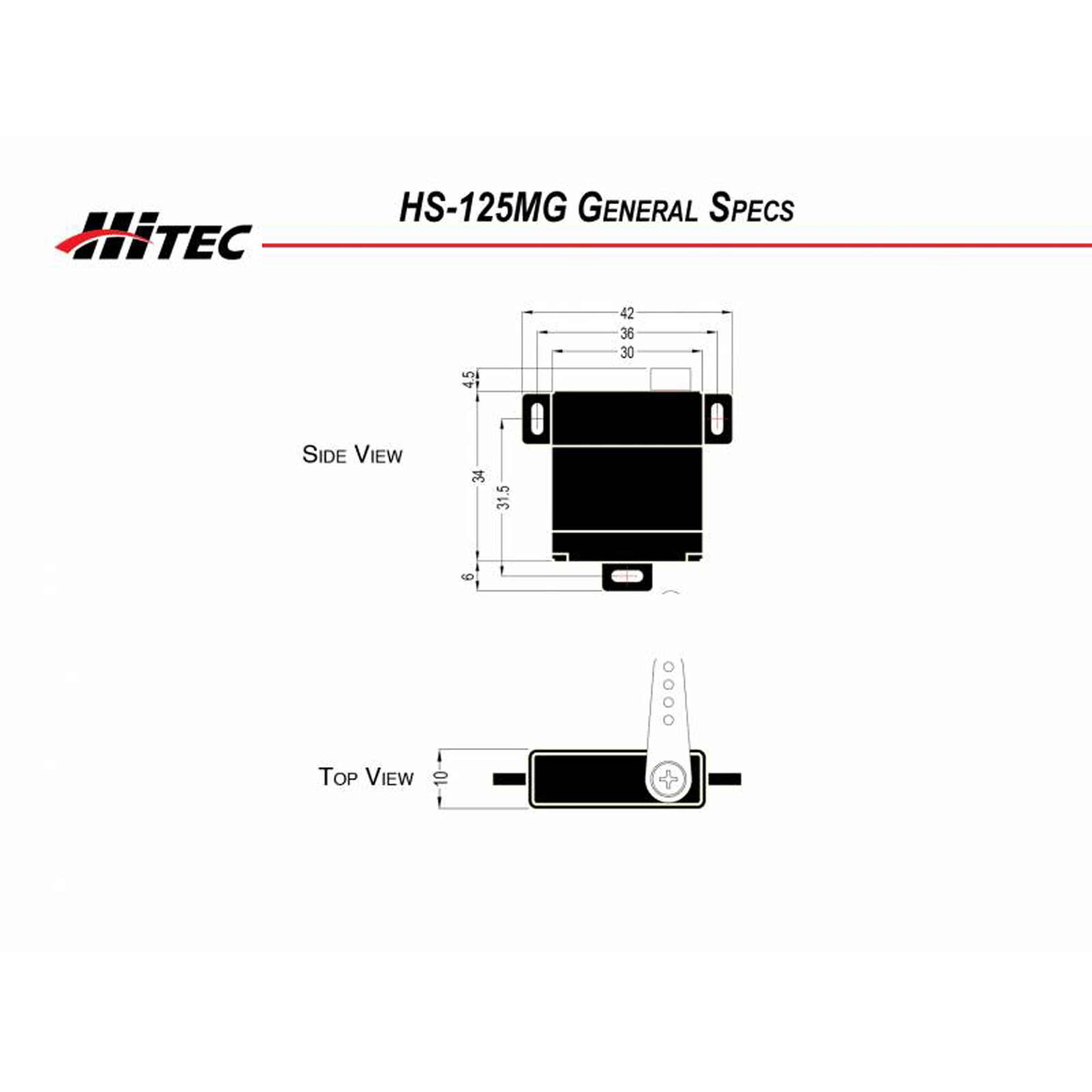 Hitec RCD Inc. HS-125MG Thin Standard Analog Metal Gear Wing Servo ...
