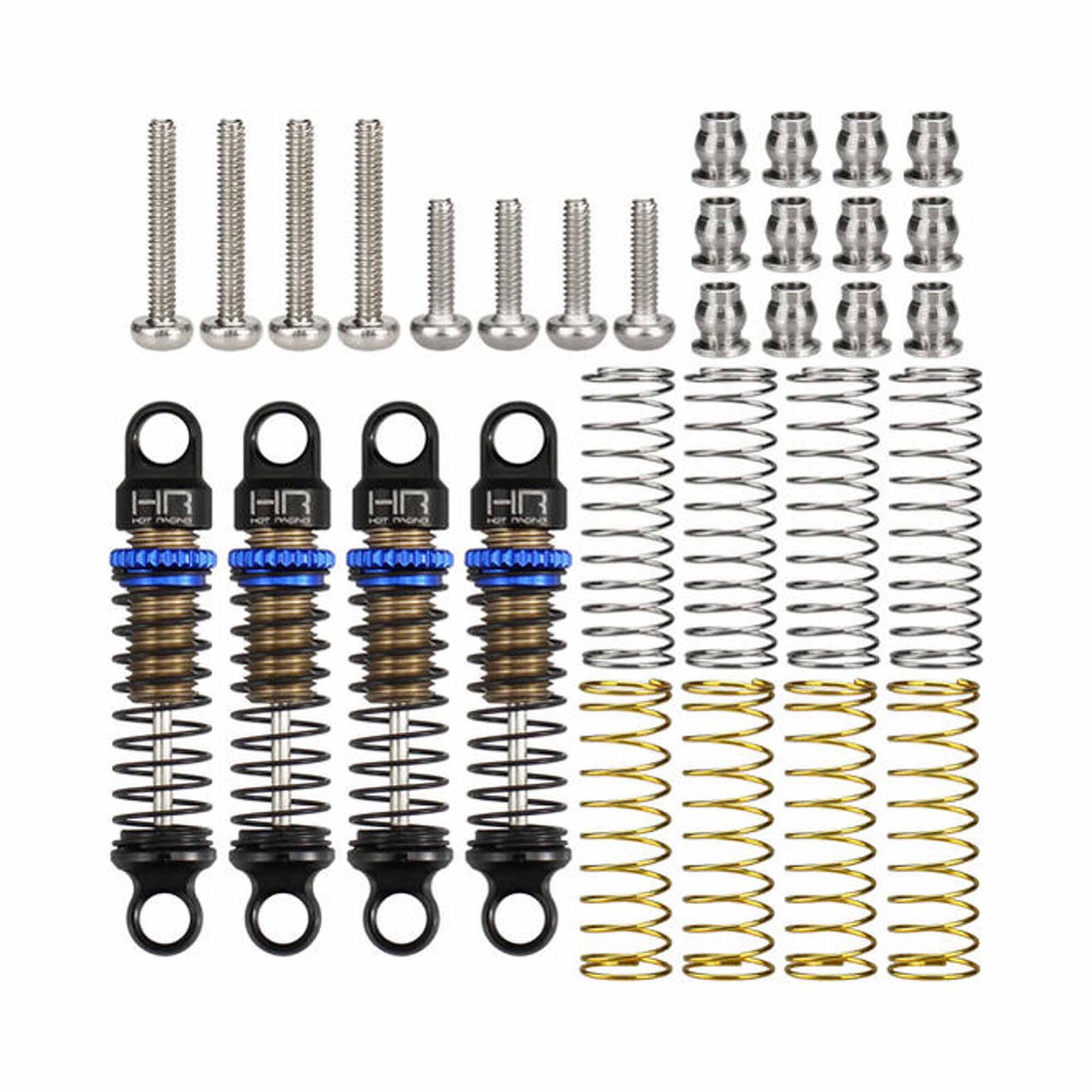 Hot Racing Aluminum 25mm Adjustable Shocks with Three Spring Rates, 1/ ...